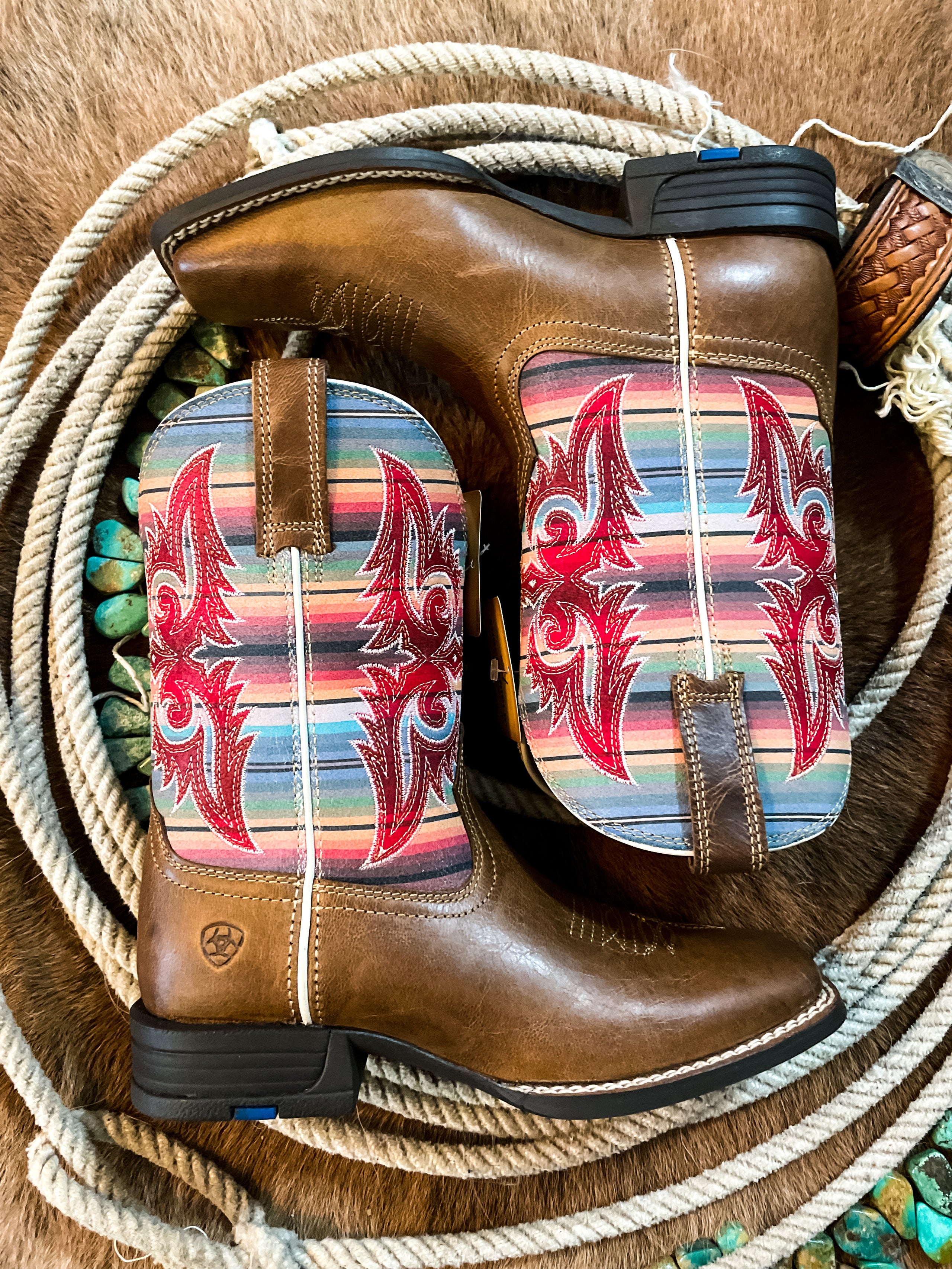 Ariat Youth Lonestar Tan Serape Square Toe Boots | Ranch-Land Western Store