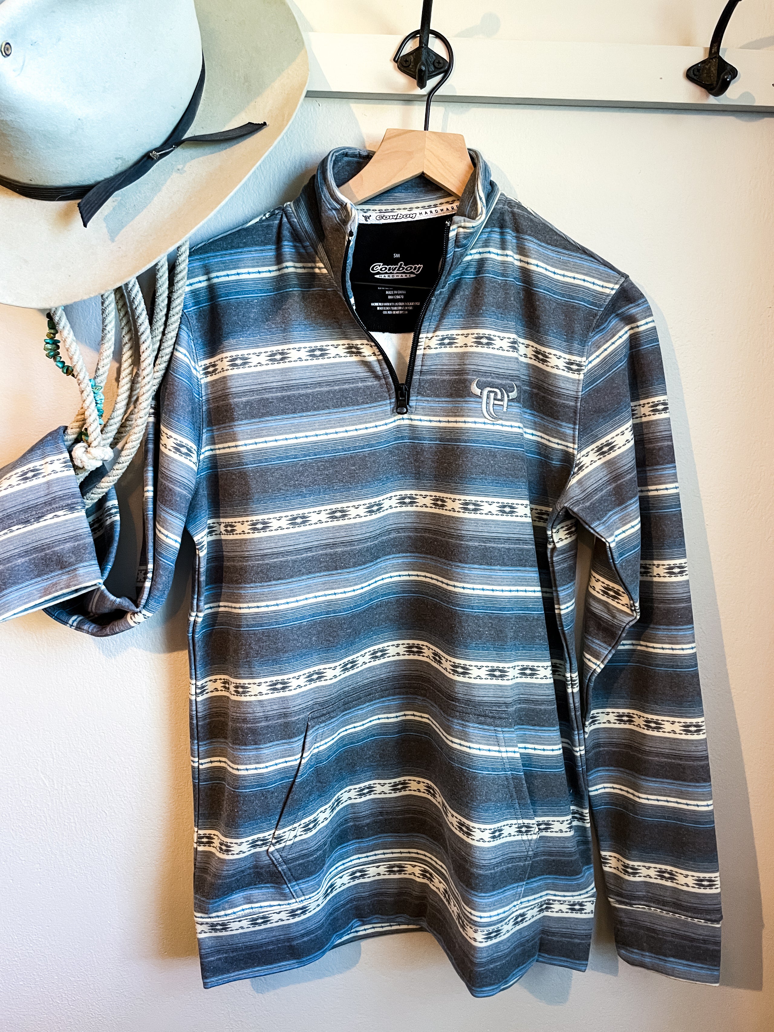 Cowboy Hardware Blue Serape 1/4 Zip Pullover | Ranch-Land Western Store