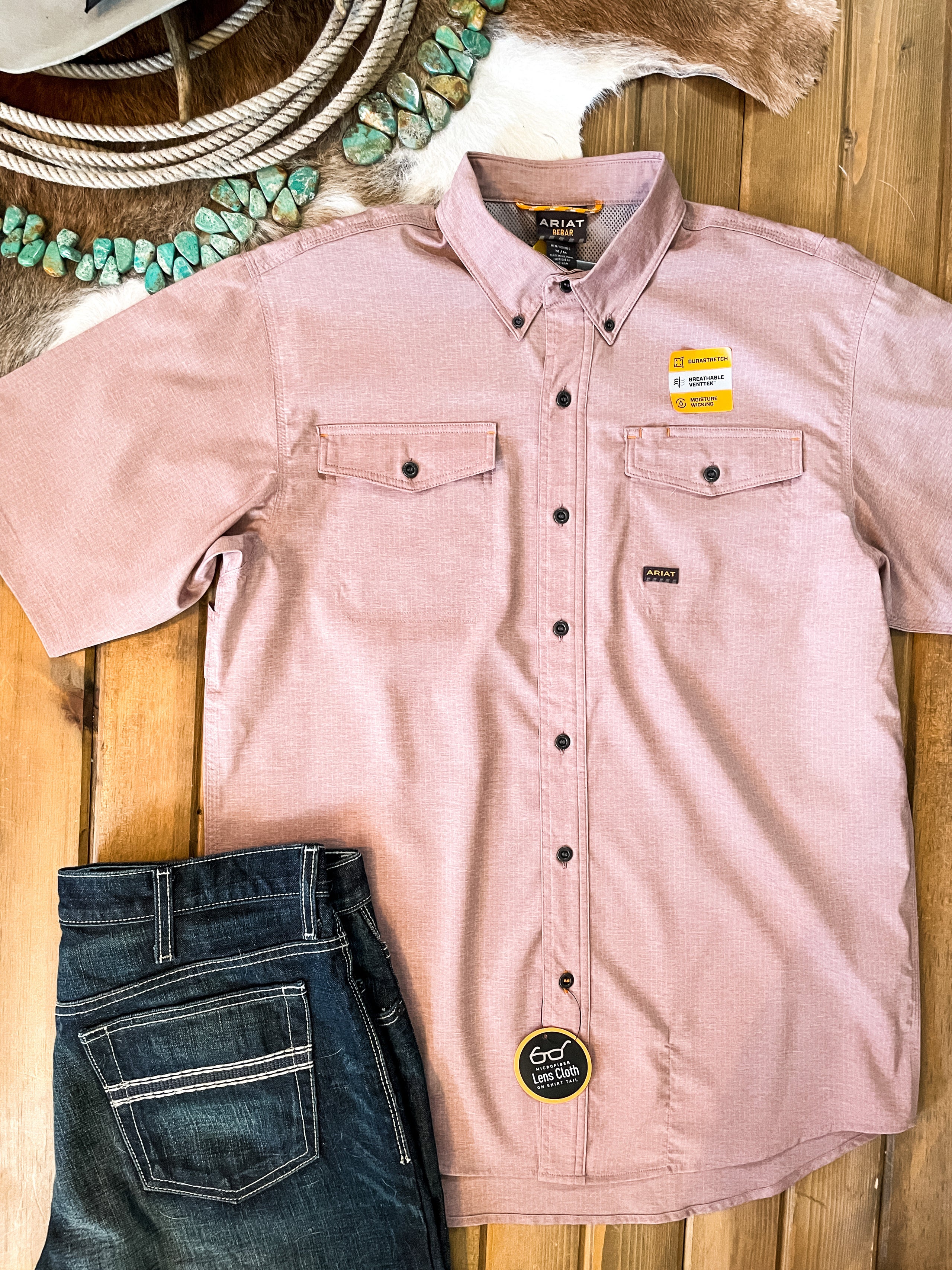 Ariat Rebar Toffee Heather VentTek Short Sleeve Shirt | Ranch-Land ...